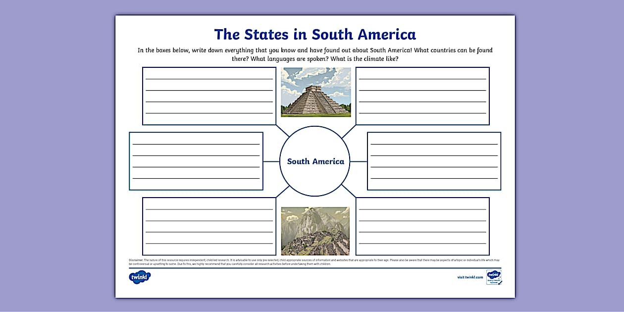 The States in South America Mind Map (teacher made) - Twinkl