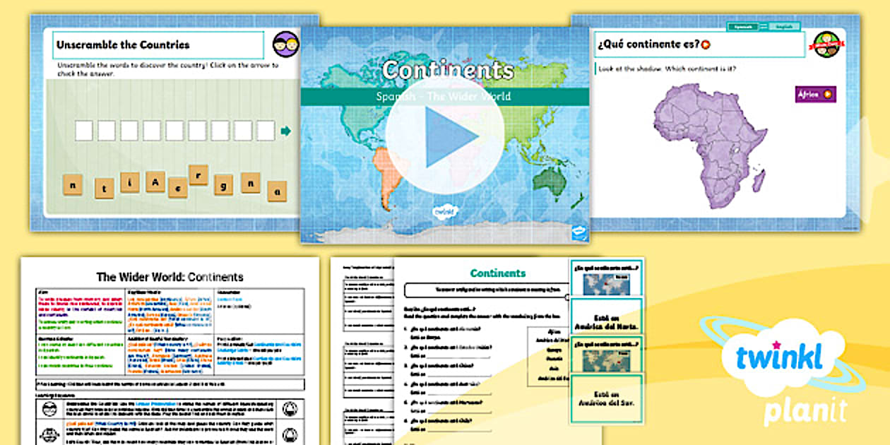 👉 PlanIt Year 4 Spanish Lesson: Continents (teacher made)