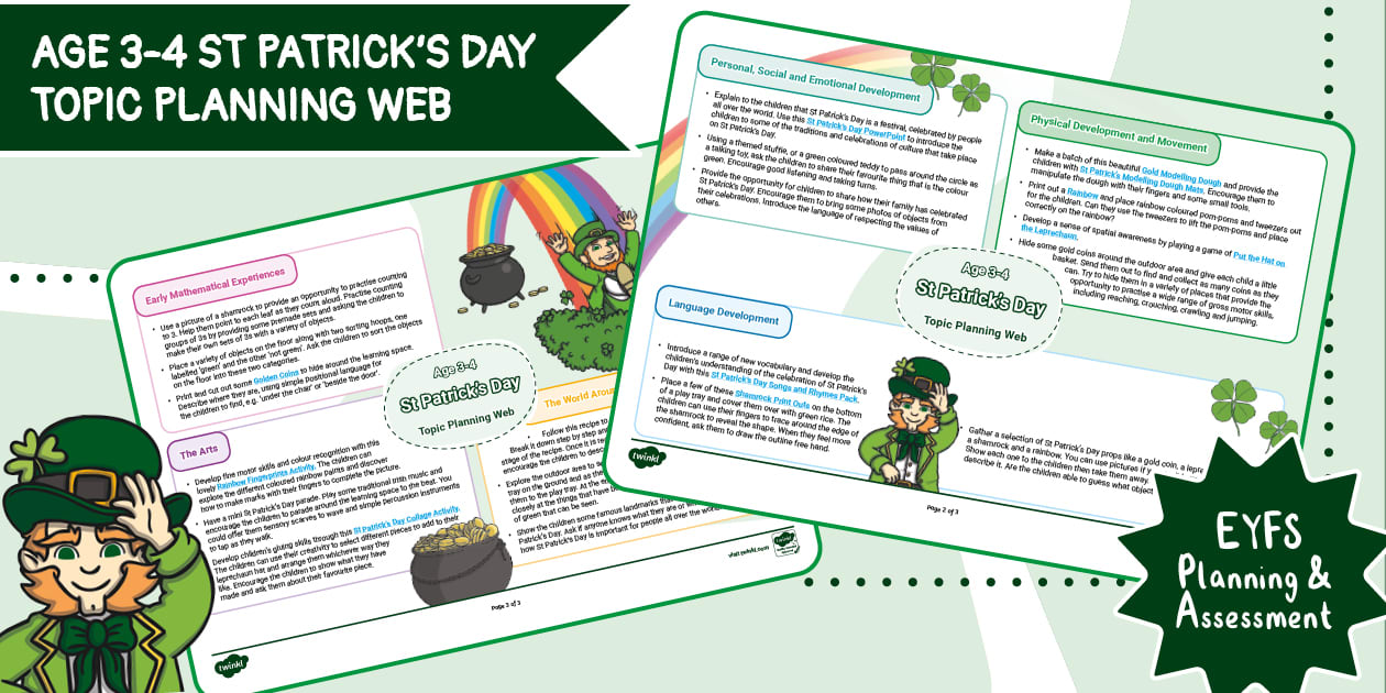 NI EYFS Age 3-4 Topic Planning Web: St Patrick's Day