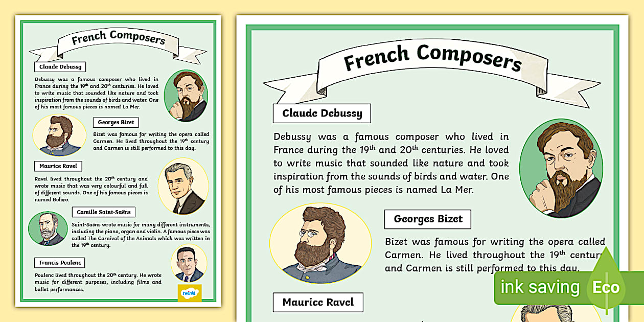 👉 French Composers Display Poster (teacher made) - Twinkl