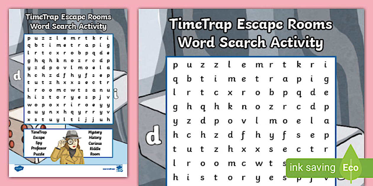 TimeTrap Escape Rooms Word Search Activity - Resources