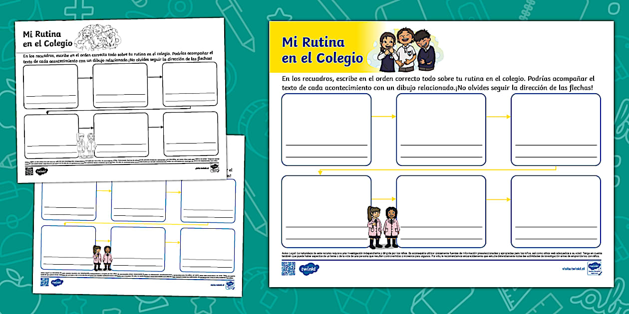 Mapa Conceptual Secuencial: Mi Rutina en el Colegio - Twinkl