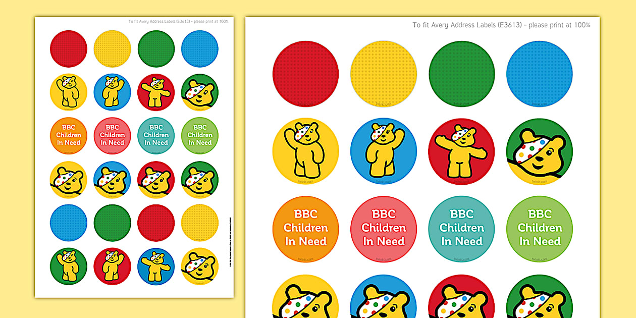 FREE! - BBC Children in Need Stickers - Pudsey Stickers