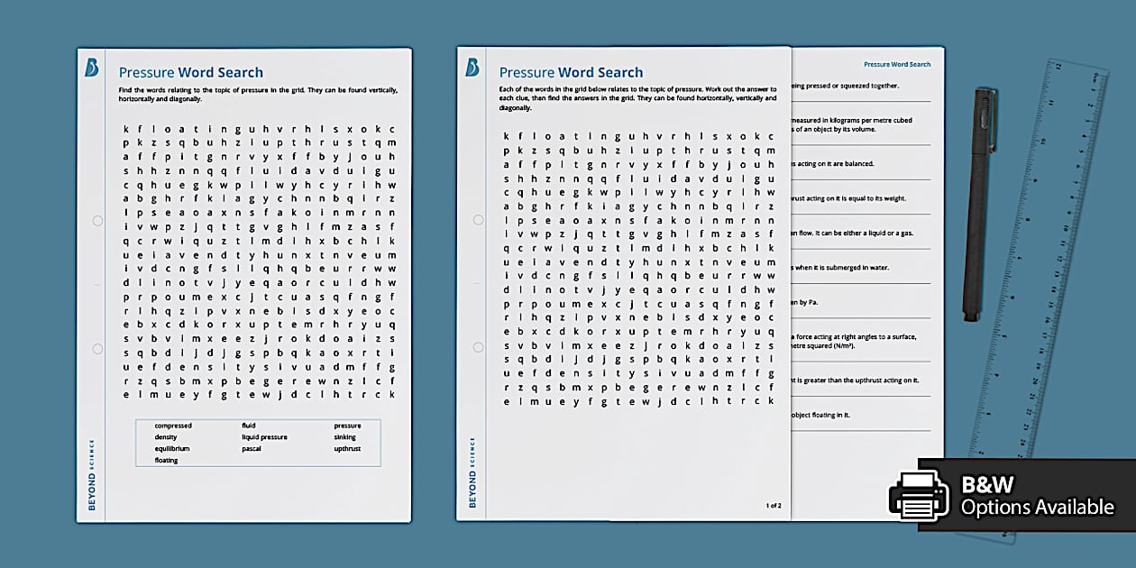 Pressure Word Search | KS3 Science | Beyond (teacher made)