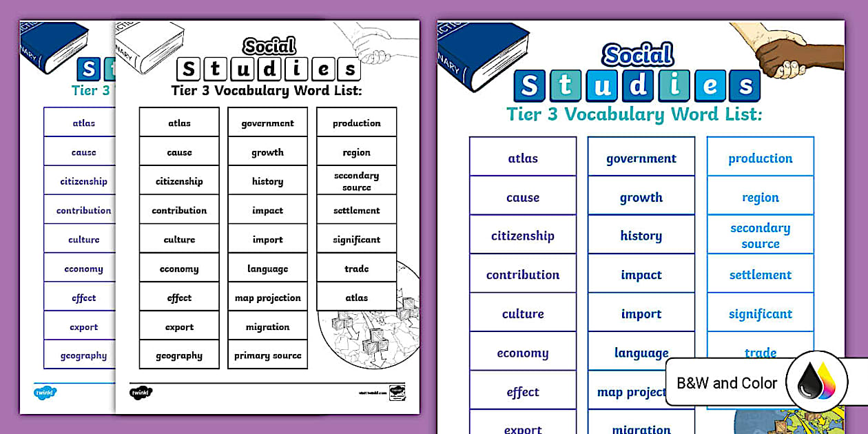 Tier 3 Vocabulary Word List: Social Studies