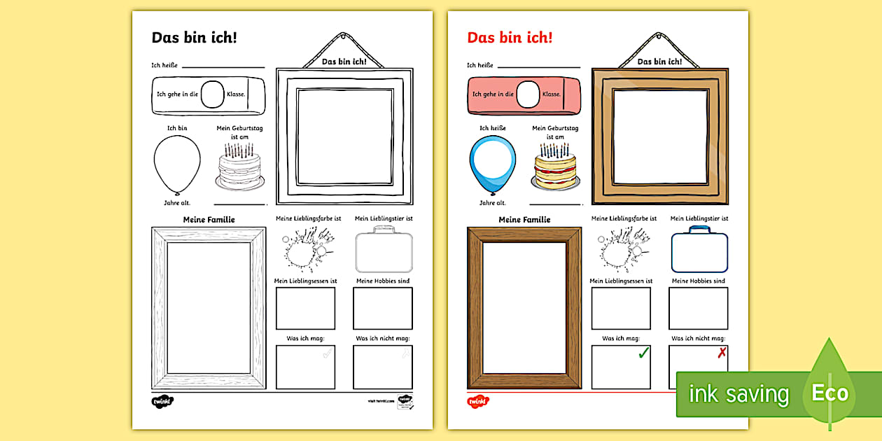 This Is Me Worksheet / Worksheet - German