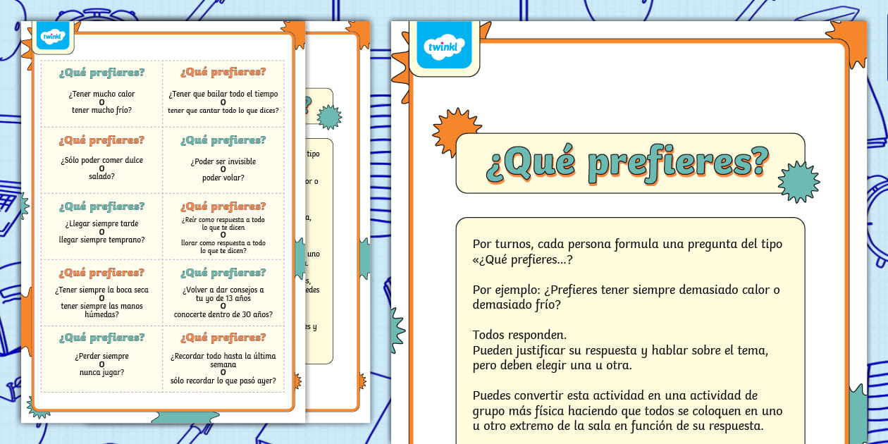 Juego: ¿Qué prefieres? (para romper el hielo) - Twinkl