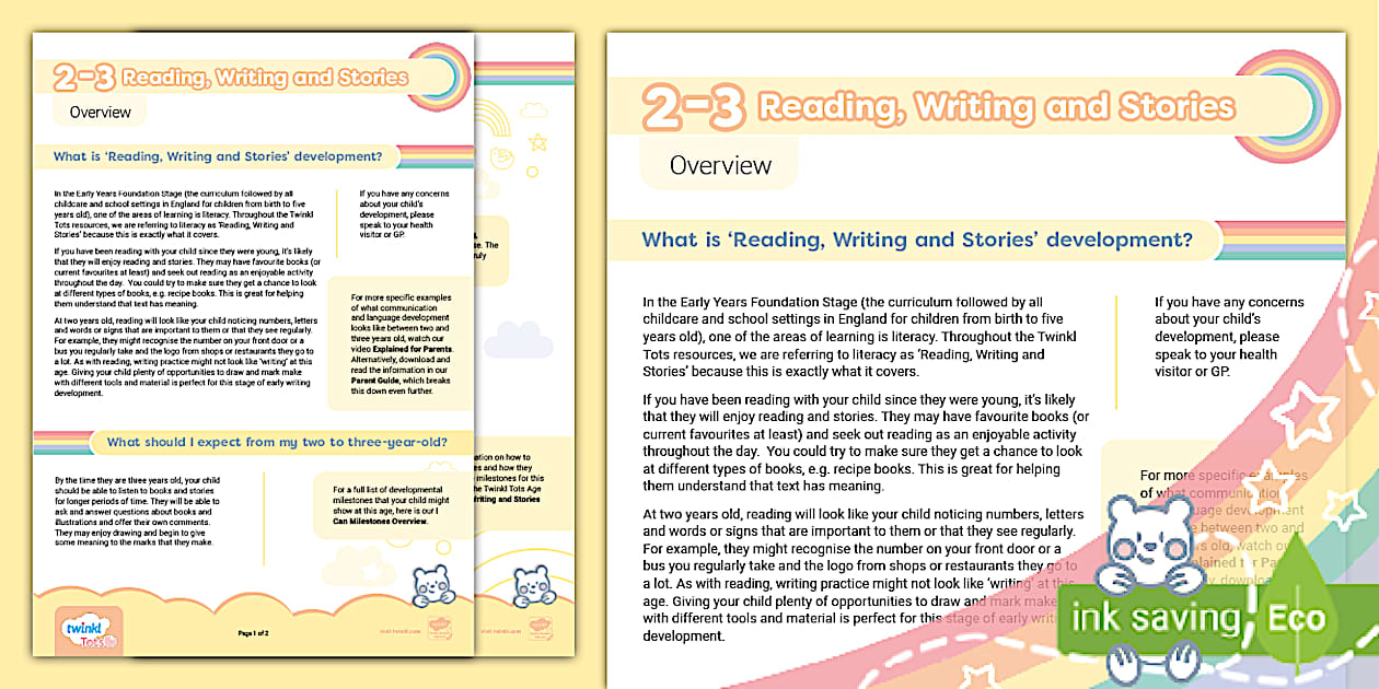 Reading, Writing & Stories Overview Age 2-3 | Twinkl Tots