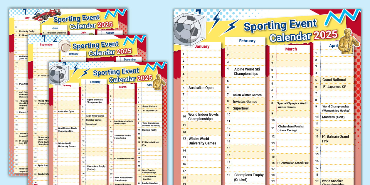 Sporting Event Calendar 2025 (teacher made) - Twinkl