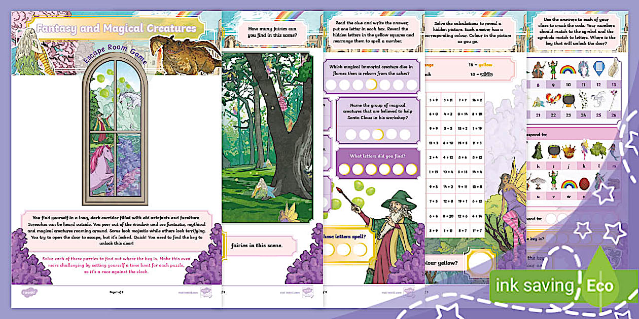 Fantasy and Magical Creatures Escape Room Game - Twinkl
