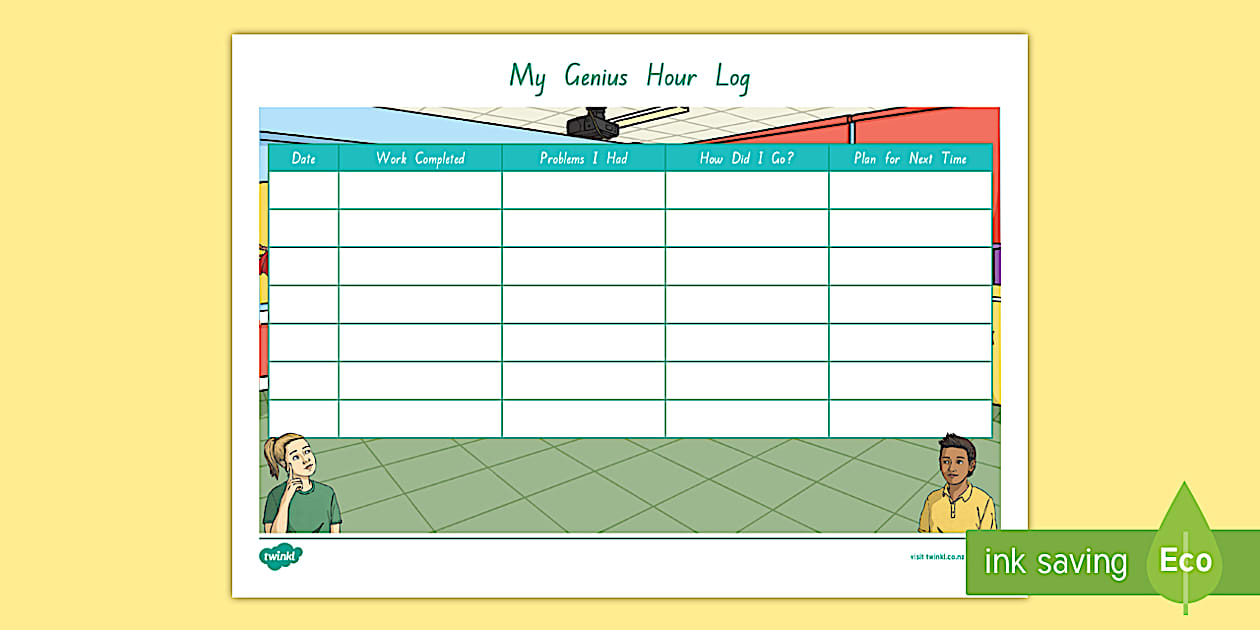 Editable Genius Hour Log Book Activity (teacher made)