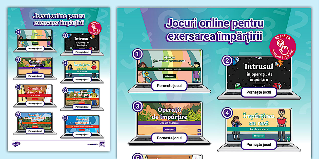 FREE! - GRATUIT Catalog interactiv jocuri online exersare împărțirie