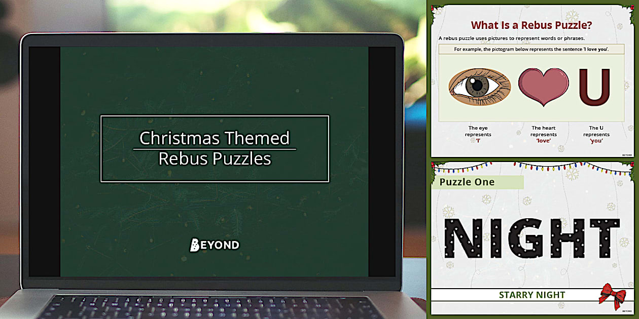 Christmas Themed Rebus Puzzles (teacher made) - Twinkl