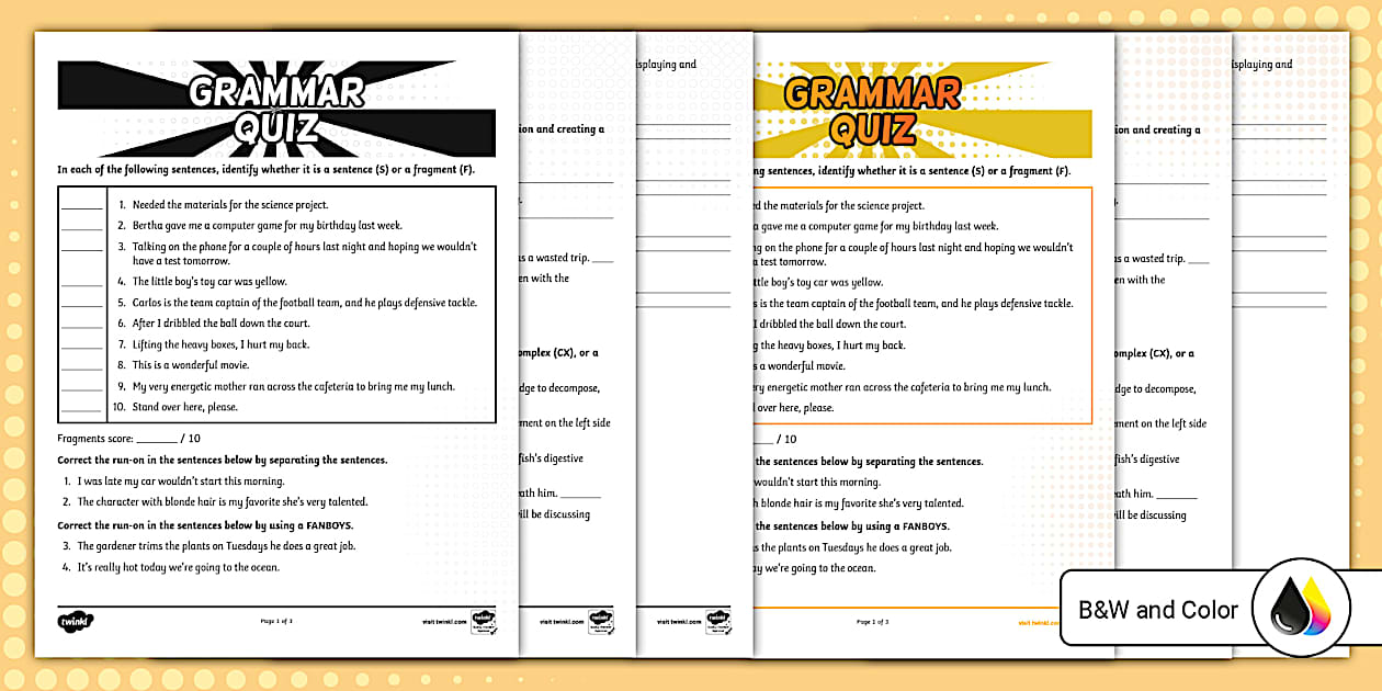 6th Grade Grammar Quiz | ELA | Twinkl USA (teacher made)