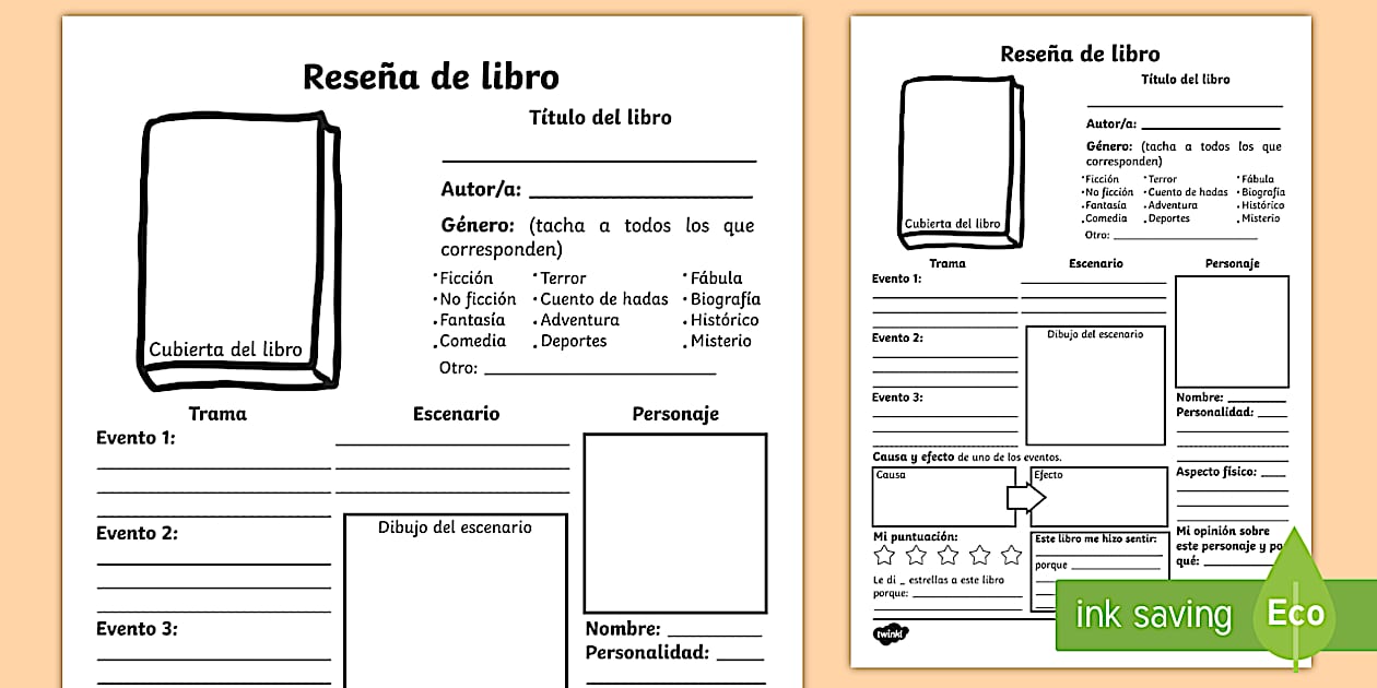 Ficha de actividad: Reseña de libro detallada - Twinkl