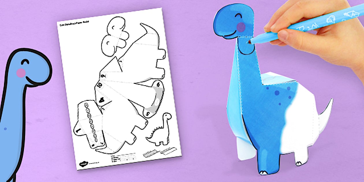 3D Diplodocus Paper Model Activity (teacher made) - Twinkl
