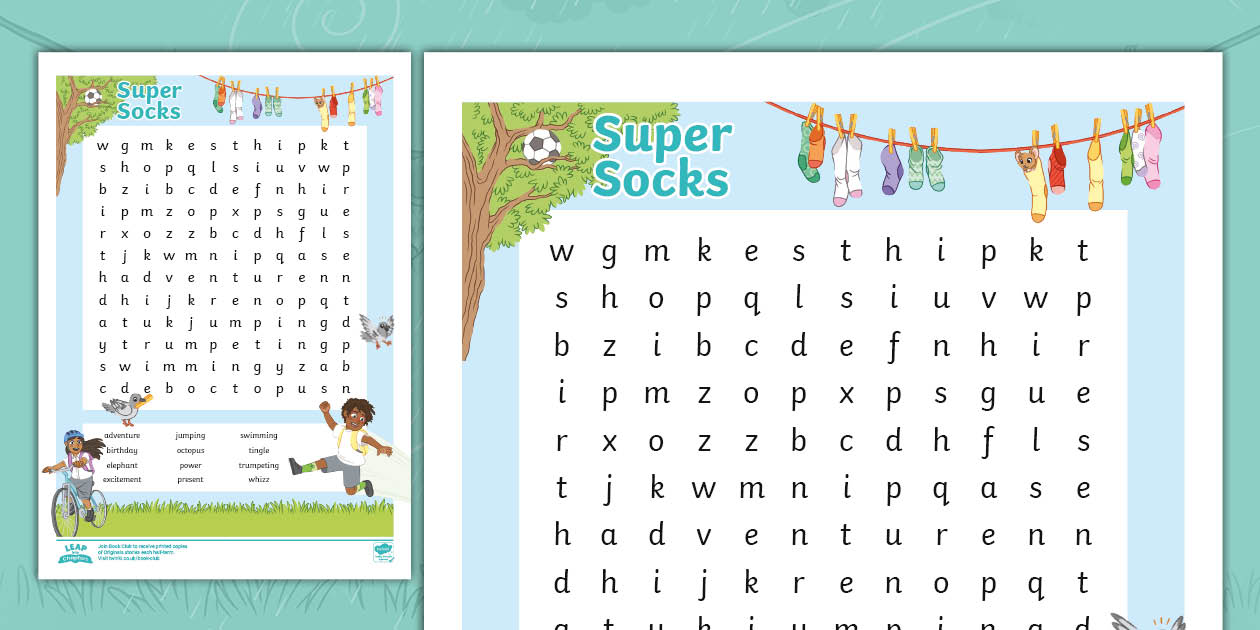 Super Socks Word Search (teacher made) - Twinkl