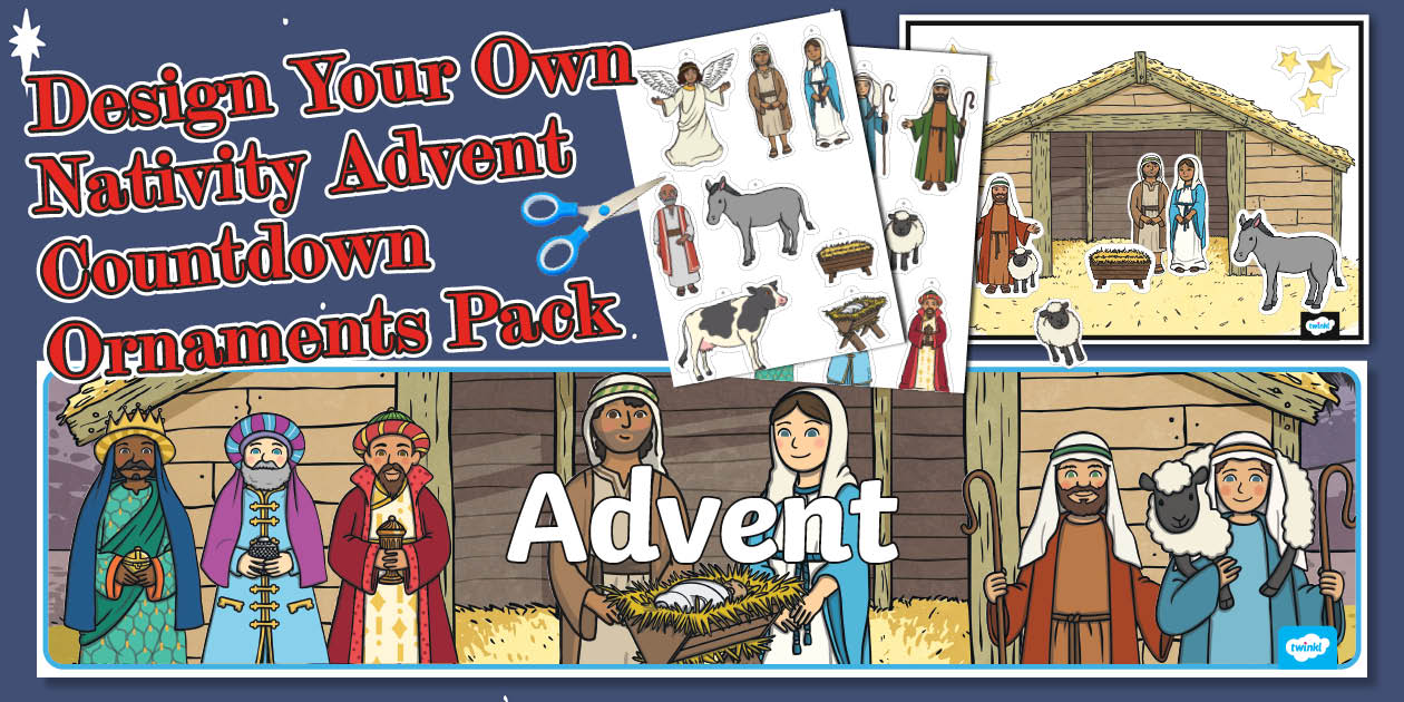Design Your Own Nativity Advent Countdown Ornaments Pack