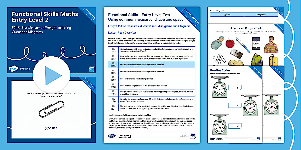 Maths Functional Skills Entry Level: 2.15 Use Measures of Weight
