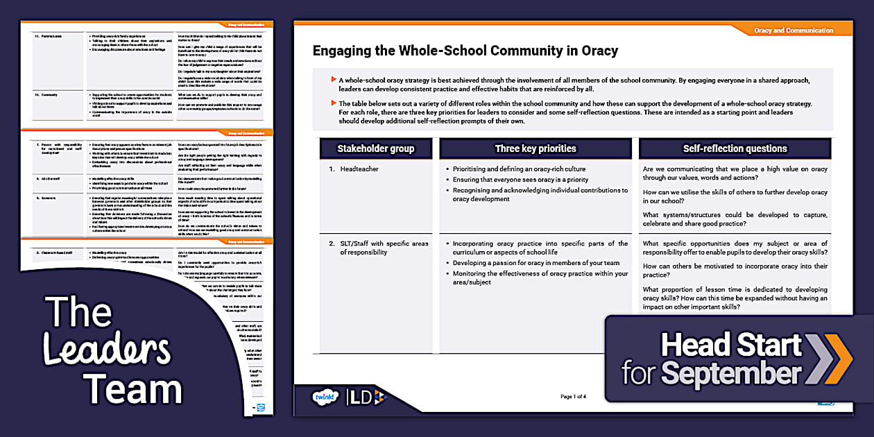 Oracy: Engaging the Whole School Community - leaders