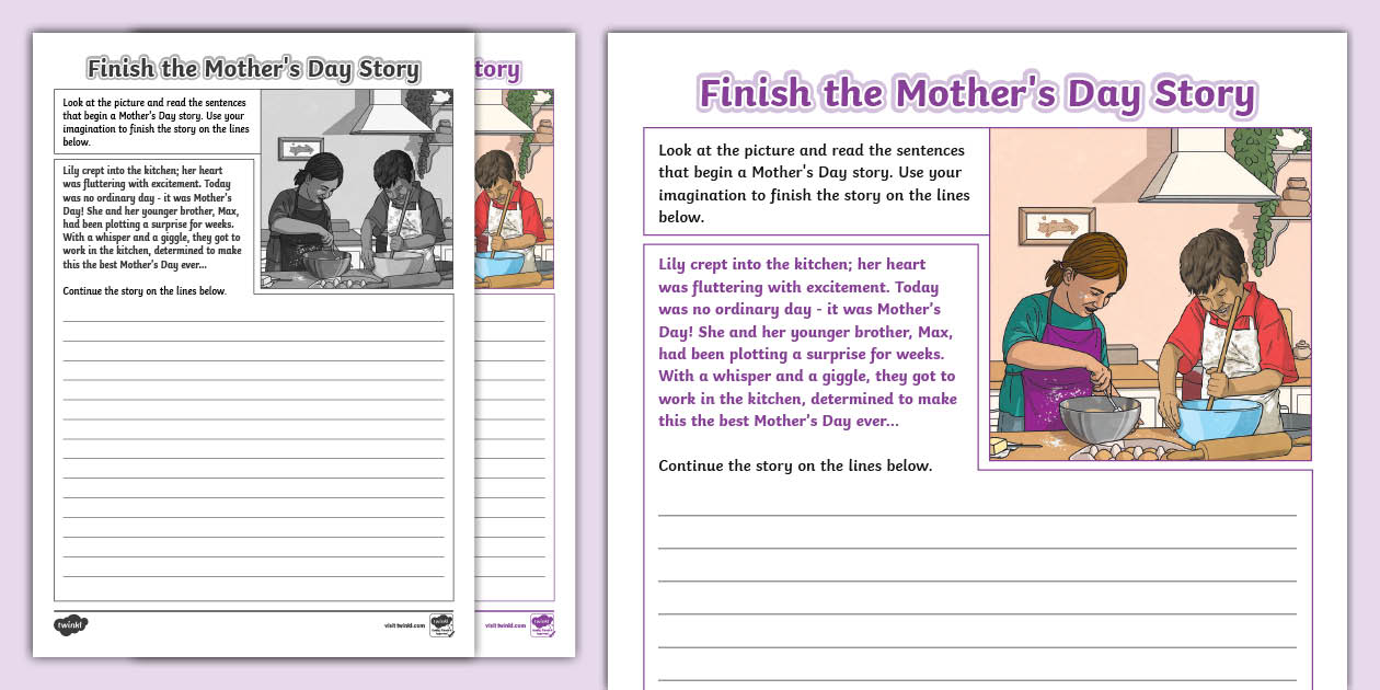 Finish the Mother's Day Story Writing Template