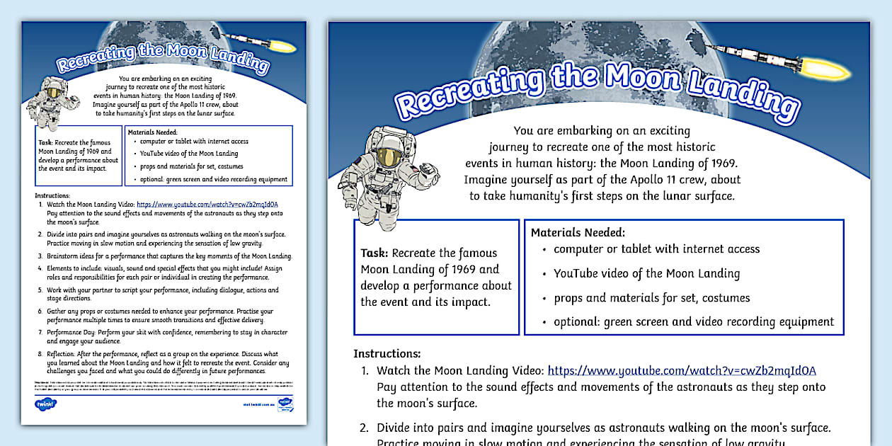 Recreating the Moon Landing (STEM) - Primary Units of Work