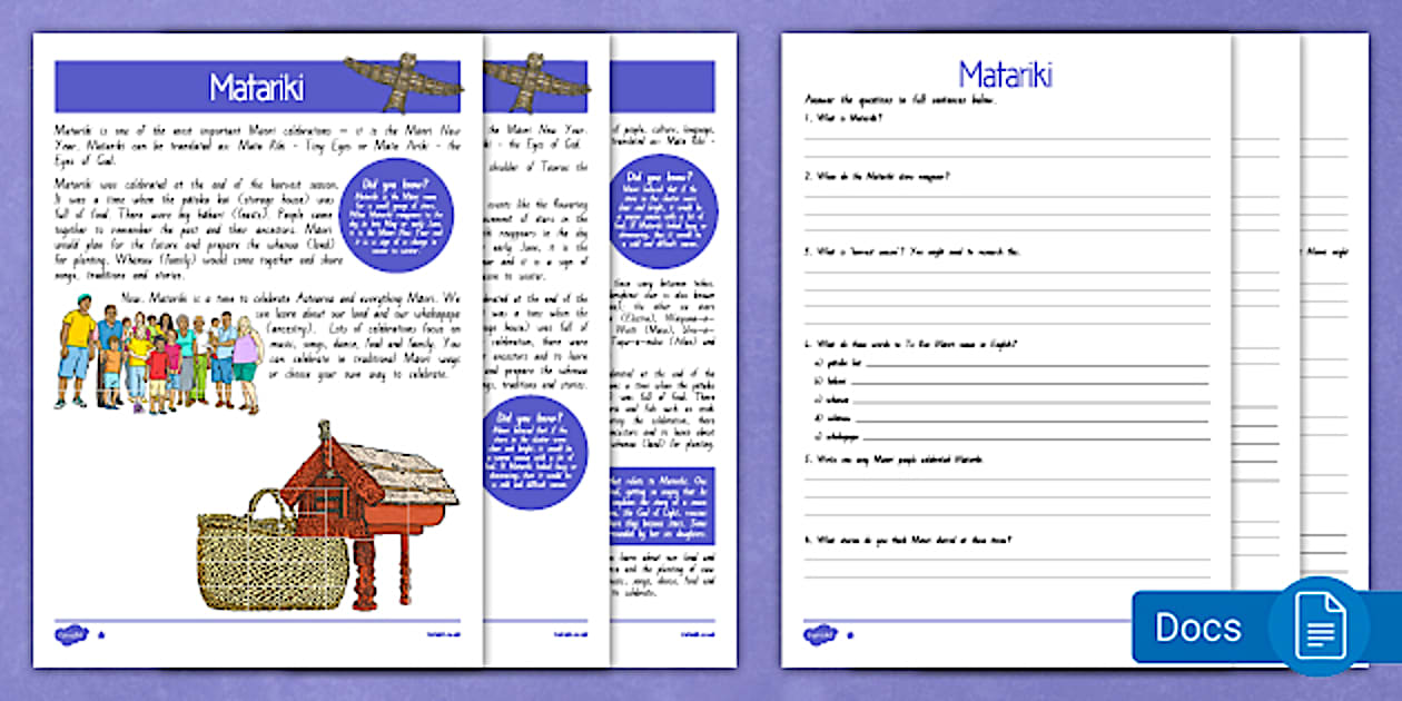 Matariki Reading Comprehension Activity | Language Resource