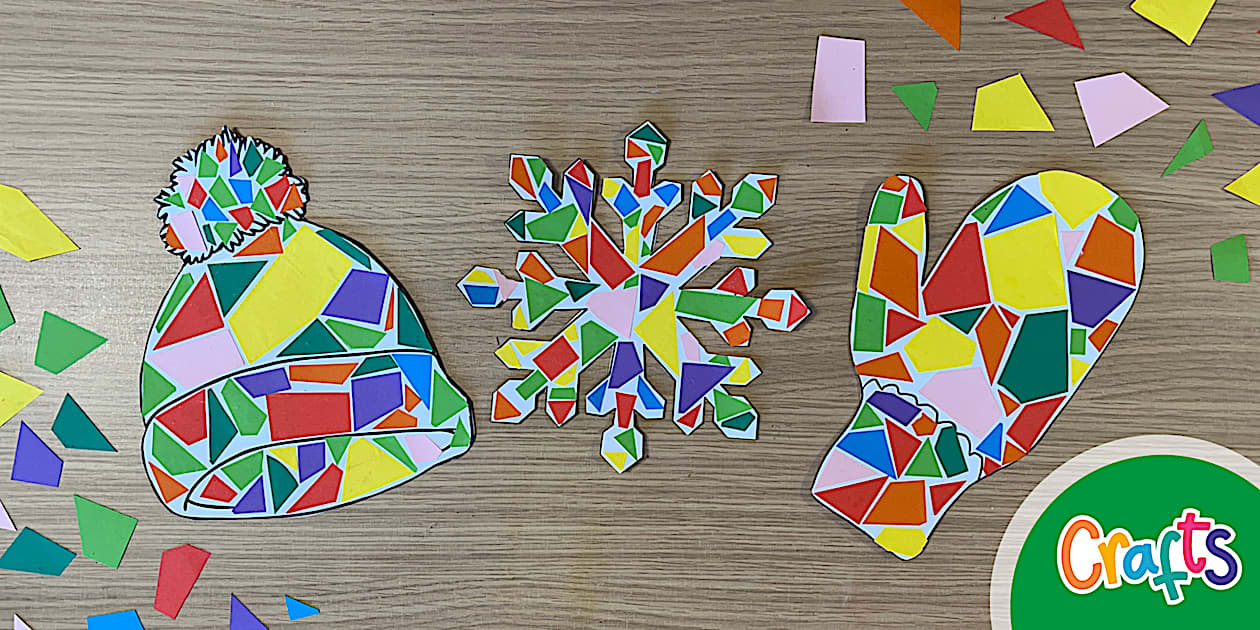 Winter Mosaic Collage Activity (teacher made) - Twinkl