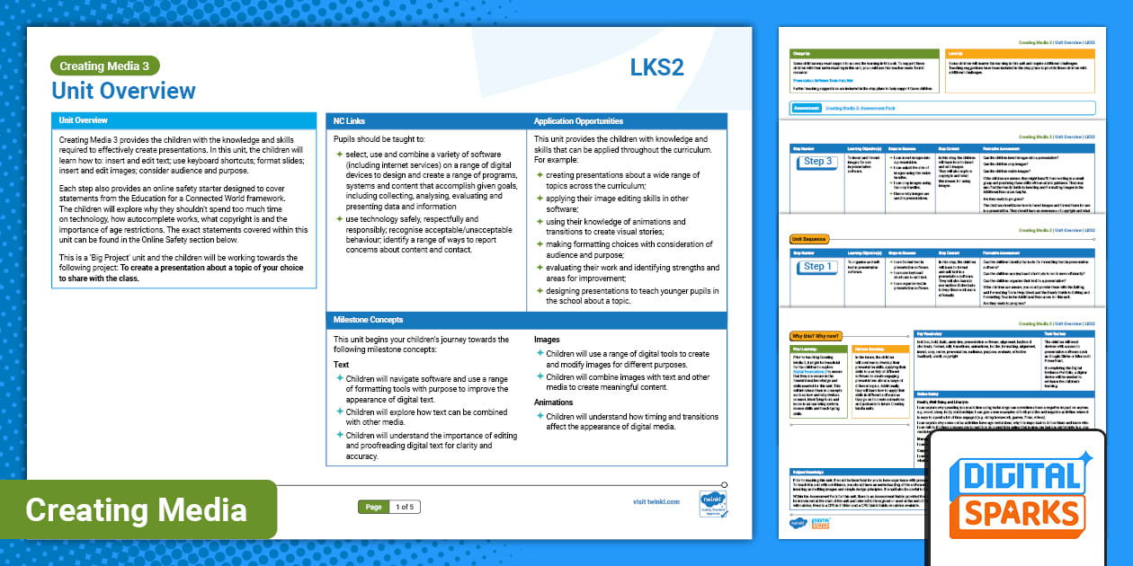 Digital Sparks: Creating Media 3: Unit Overview - Twinkl