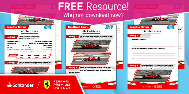 FREE Scuderia Ferrari F1: Air Resistance Activities for 3rd-5th Grade