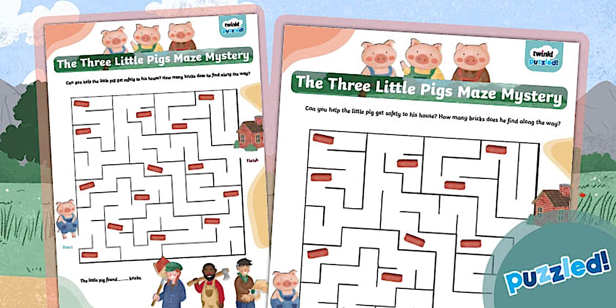 The Three Little Pigs Maze Mystery | Twinkl Puzzled - Twinkl