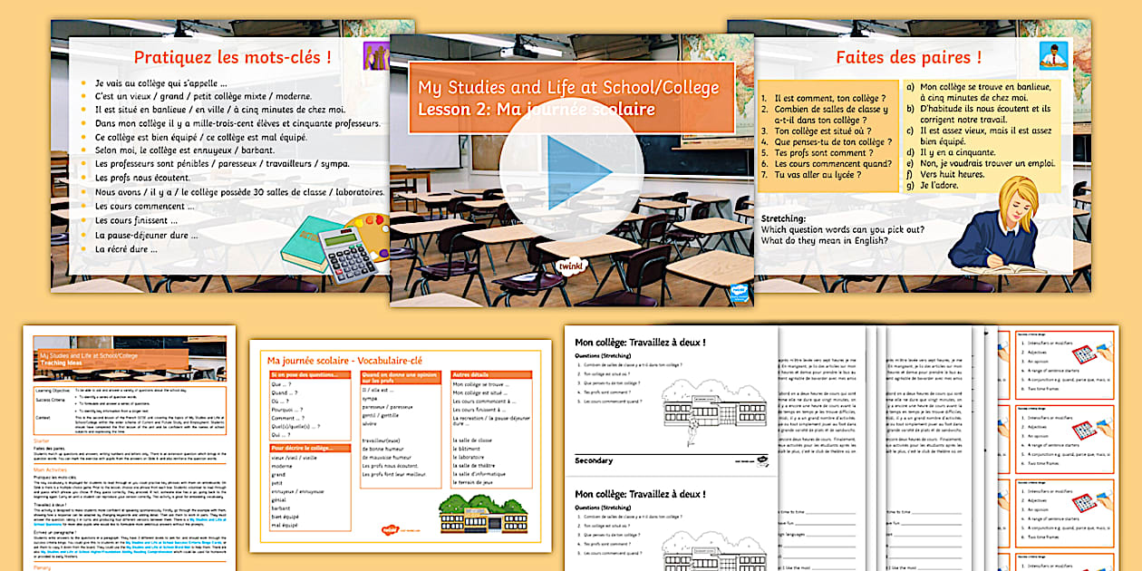 My Studies and Life at School Lesson 2: The School Day French