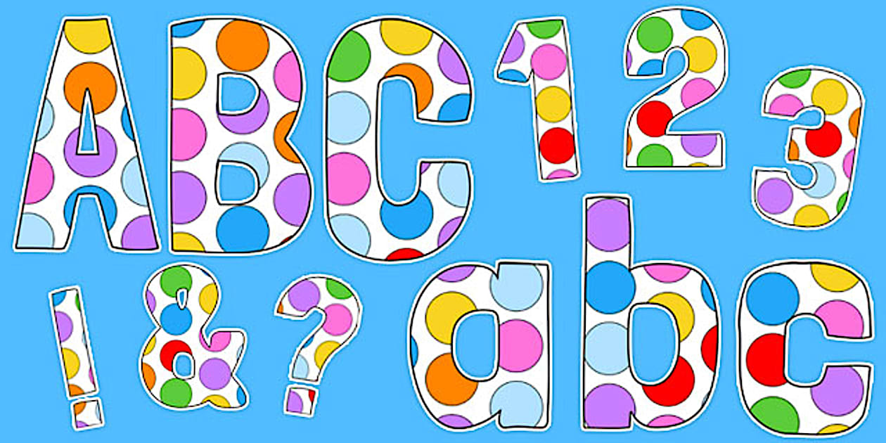 Editable Funky Multicoloured Polka Dot Display Lettering Pack
