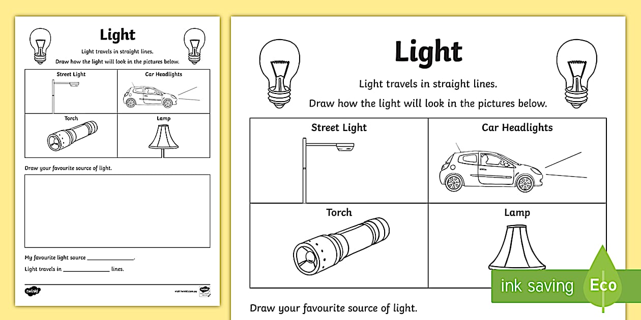 Light Worksheet (teacher made) - Twinkl