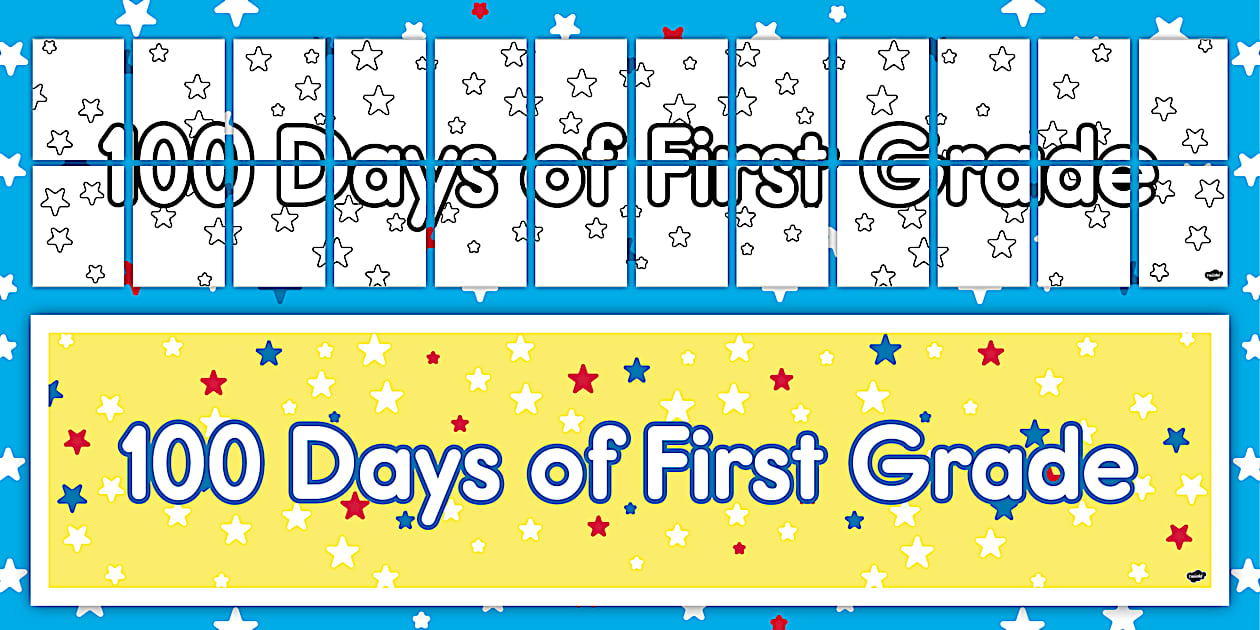 100 Days in First Grade Collaborative Art Banner - Twinkl