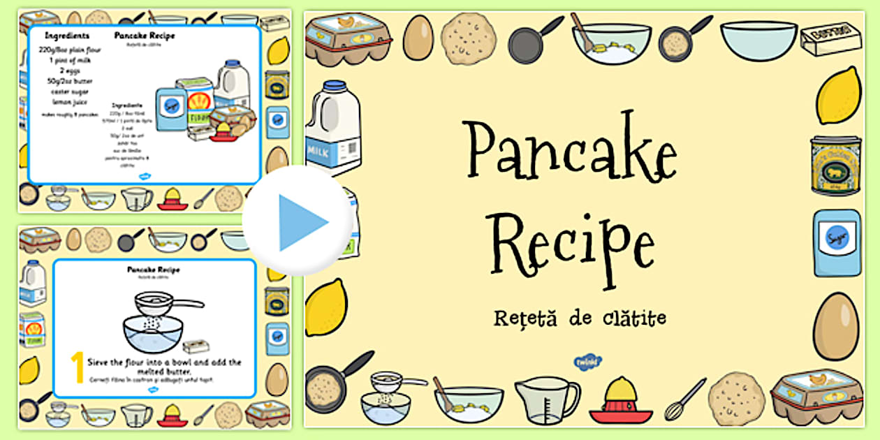 Pancake Recipe PowerPoint Romanian Translation - Twinkl