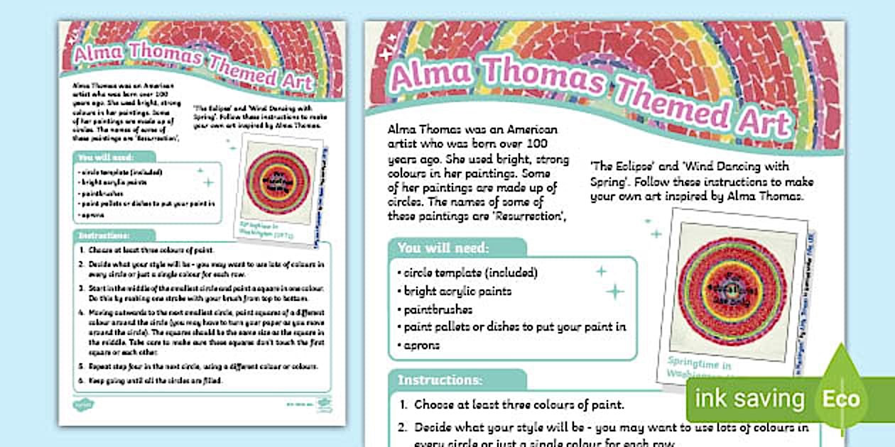 Editable KS1 Alma Thomas Themed Art Activity (teacher made)