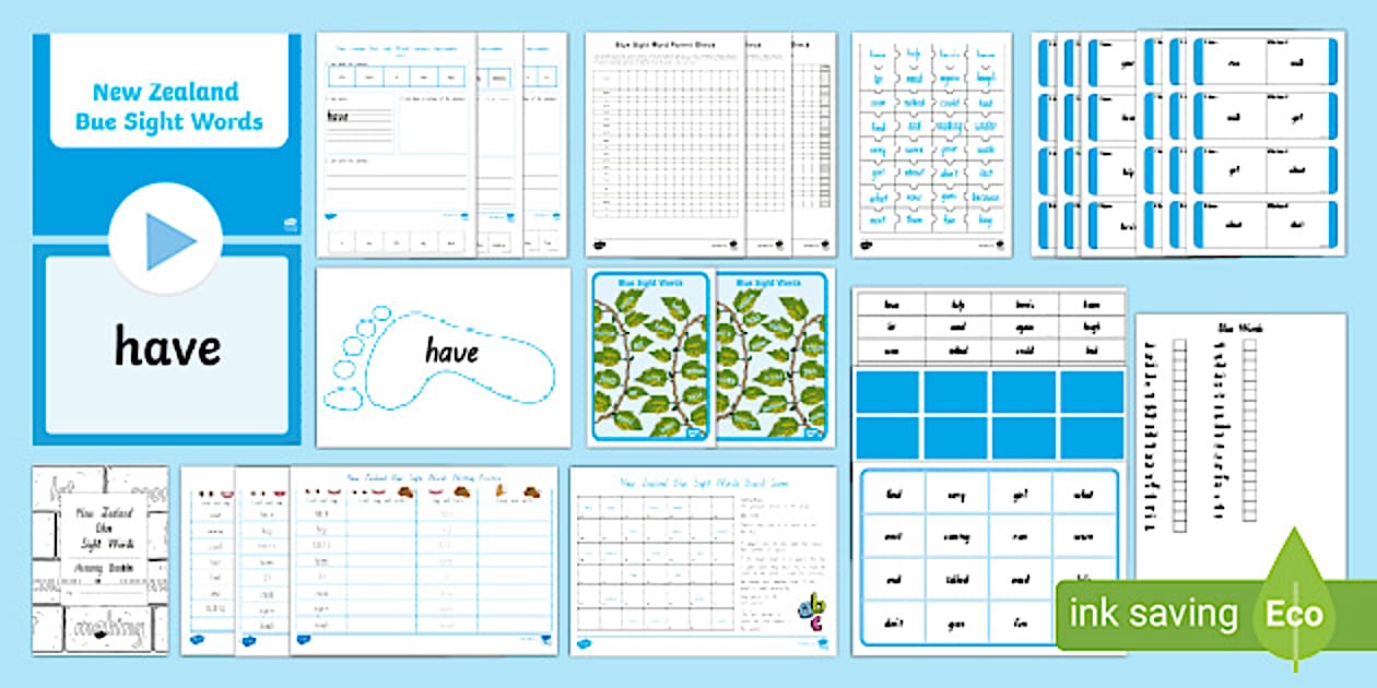 New Zealand Blue Sight Words Resource Pack (teacher made)