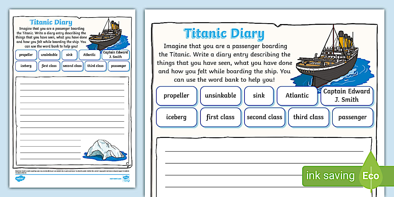 Boarding the Titanic Diary Activity (teacher made) - Twinkl
