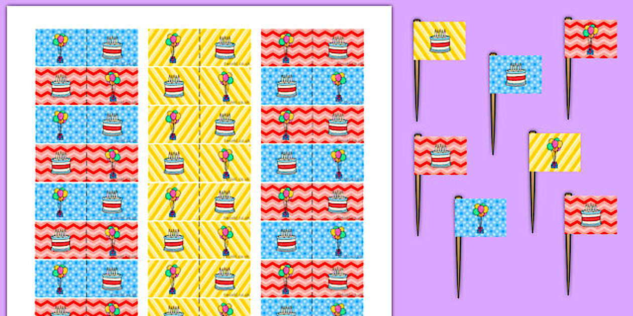 3rd Birthday Party Toothpick Flags (teacher made) - Twinkl