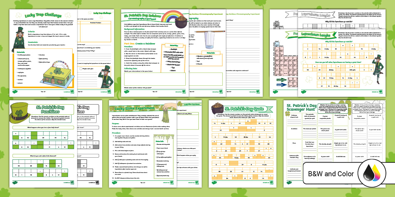 Sixth Grade St. Patrick's Day Science Activity Pack