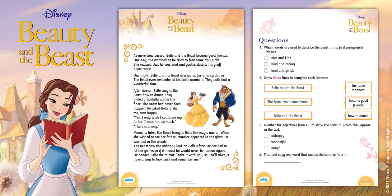 Beauty and the Beast: Reading Comprehension [Ages 5-7]
