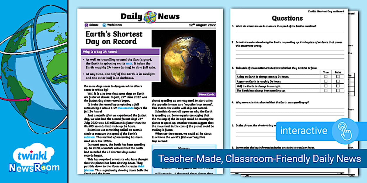 Earth's Shortest Day News | Twinkl Resources