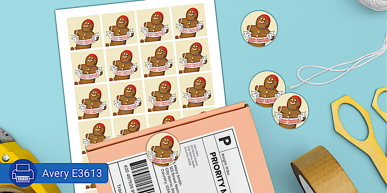Christmas Gingerbread Men - 'Merry Christmas' Stickers