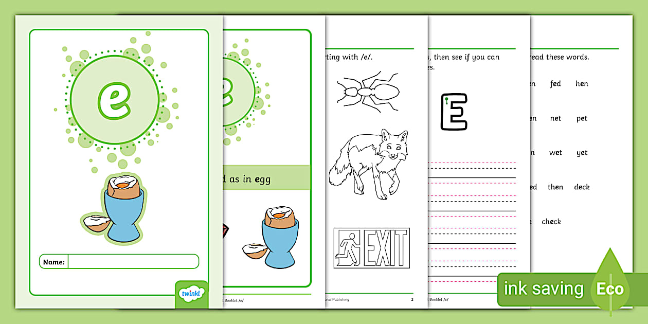 Sound-Symbol Booklet /e/ (teacher made) - Twinkl