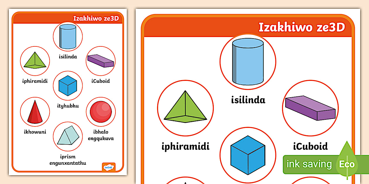 3D Shape Posters isiXhosa - Iimeko 3D (teacher made)