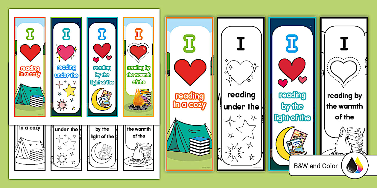 Summer Camp Reading Challenge Bookmarks for K-5th Grade