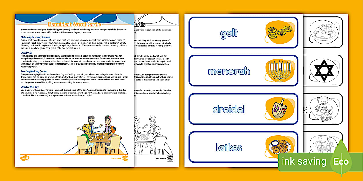 Hanukkah Word Cards