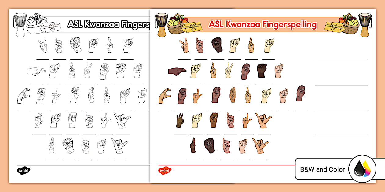 ASL Kwanzaa Fingerspelling Worksheet (teacher made) - Twinkl