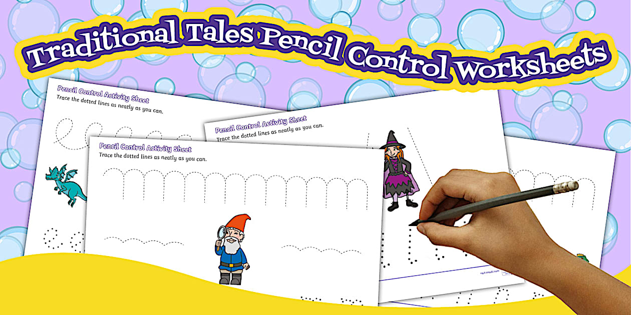 Traditional Tales Themed Pencil Control Worksheets